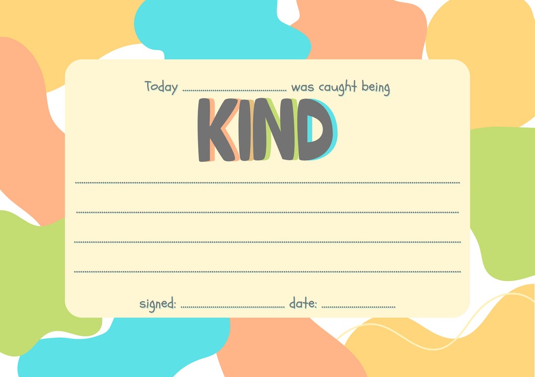 DIGITAL & PRINTABLE Caught Being Kind, Certificate, Award for Schools ...