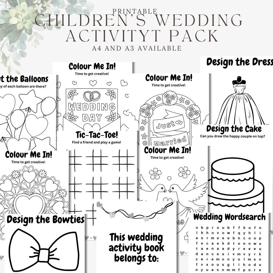 DIGITAL & PRINTABLE Children's Activity Pack Wedding Activity Sheets ...