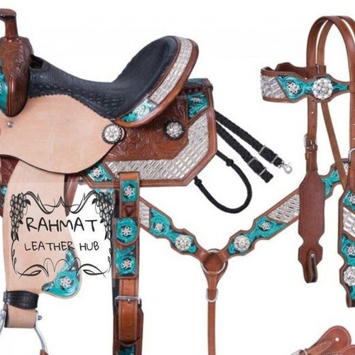 Western Leather Barrel Racing Horse Saddle Tack With Matching - Etsy