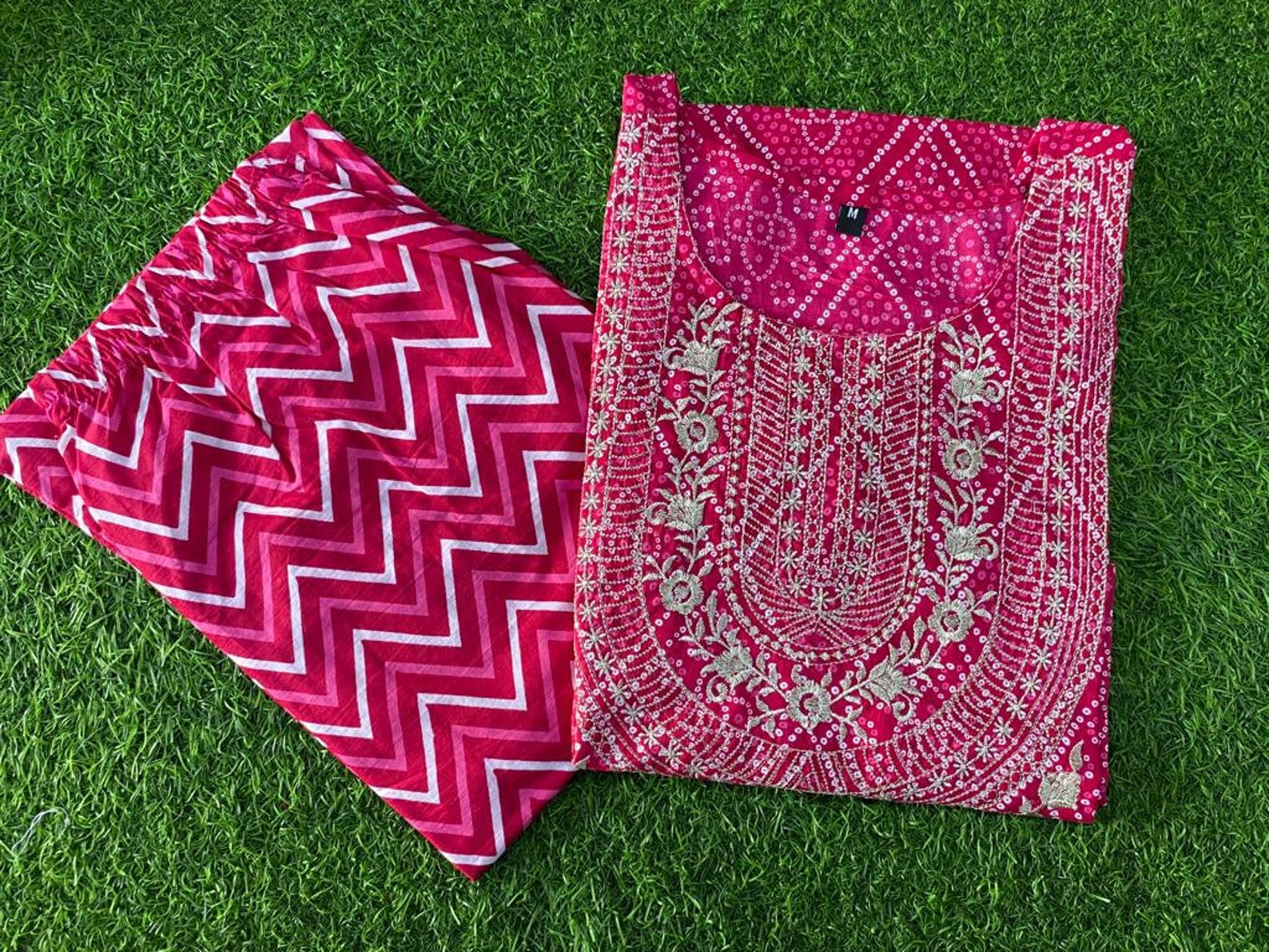 Premium Cotton Bandhej Printed Embroidery Work Long Straight - Etsy