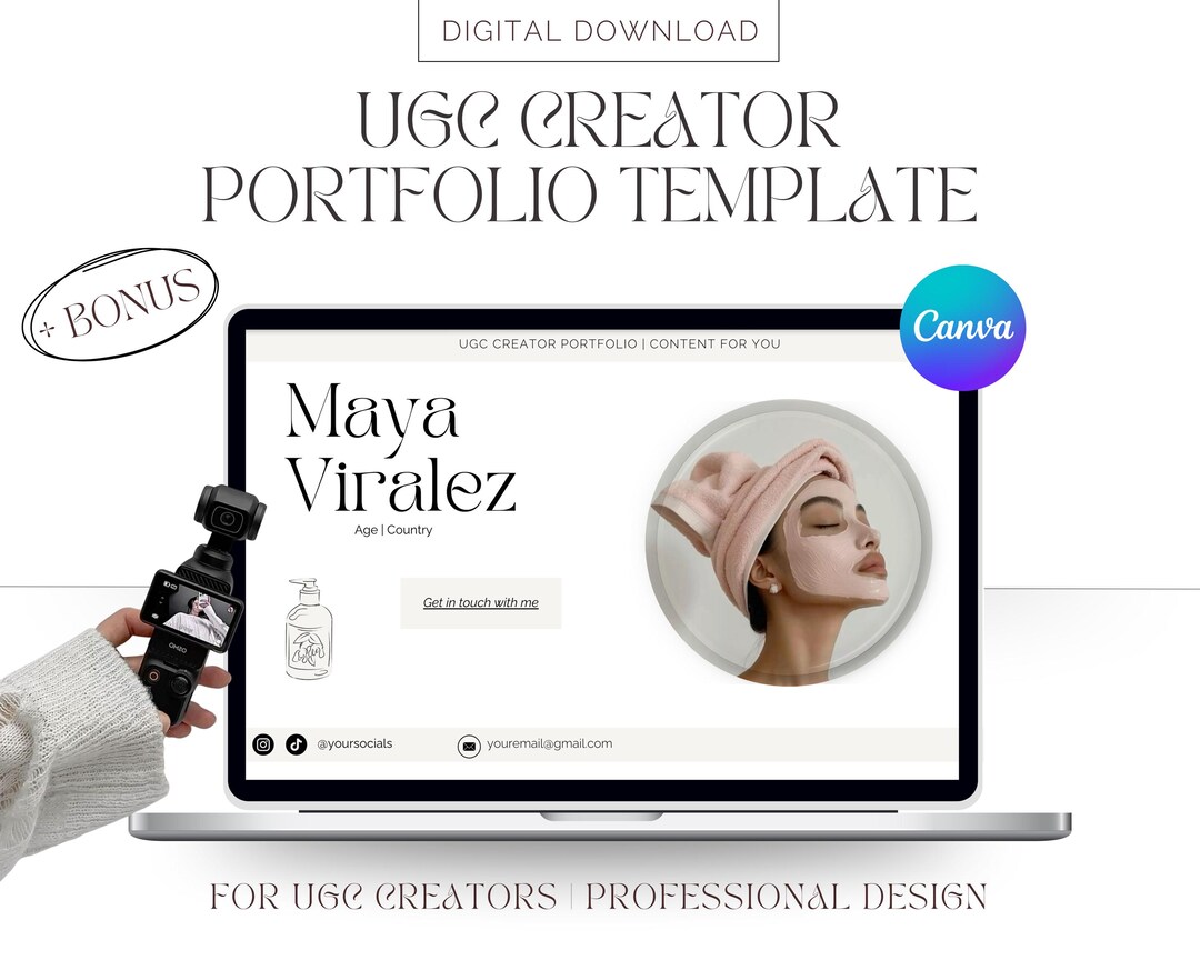 UGC Content Creator Portfolio Template | Editable Canva Website ...