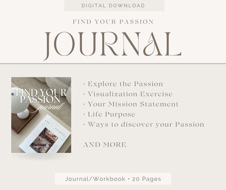 Find Your Passion Journal Workbook 20-page Digital Journal Self ...