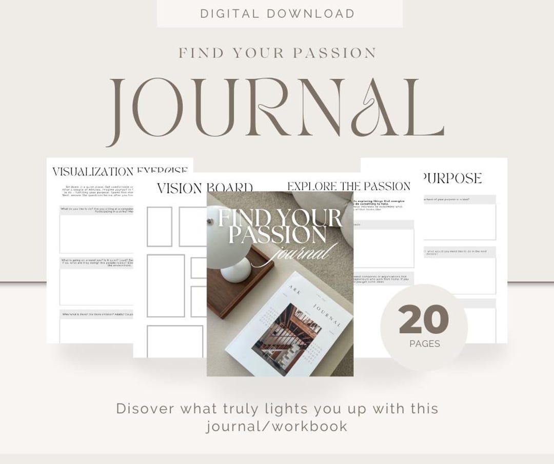 Find Your Passion Journal Workbook 20-page Digital Journal Self ...
