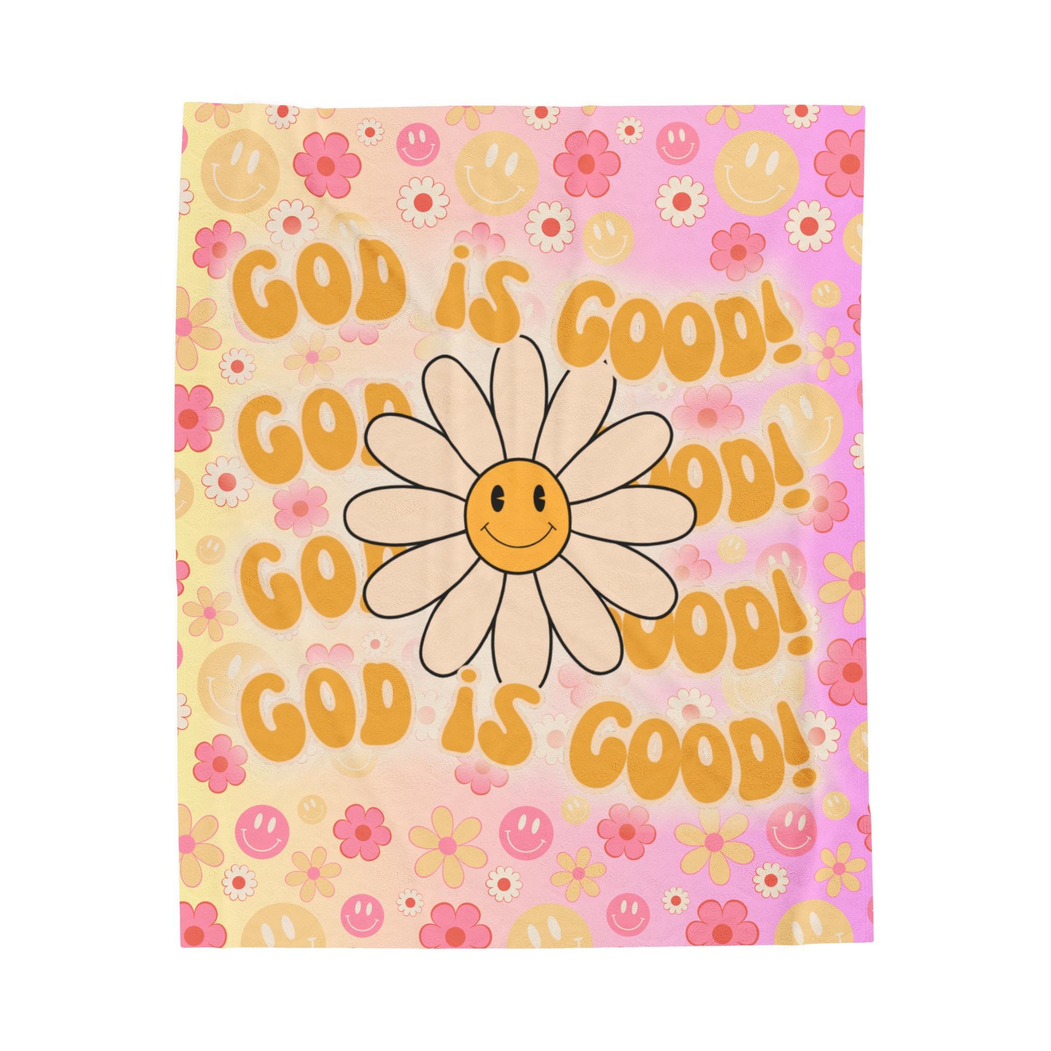 God is Good Smiley Face Daisy Retro Plush Blanket - Etsy