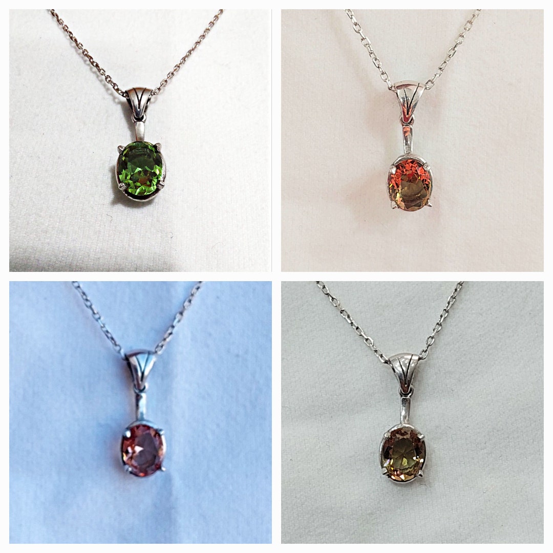 Color Changing Zultanite Silver Oval Pendant Necklace, Gift for Her ...