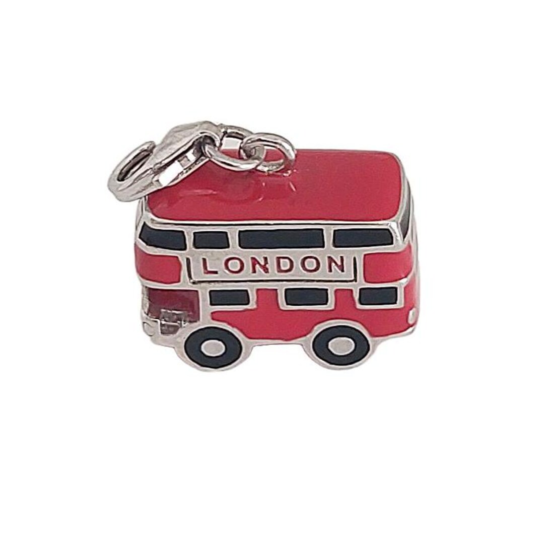 Vintage London Bus Charm Silver Enamel Charm, Iconic Red Double Decker ...
