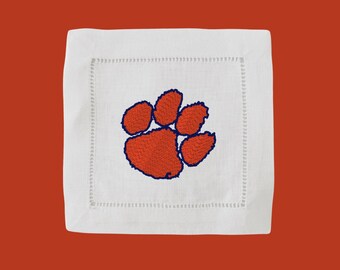 Auburn Linen Cocktail Napkins | Set of 4 | Custom Embroidered | College ...