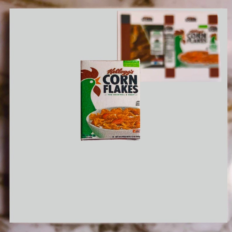 1/12 Scale food Corn Flakes cereal printable template digital box ...