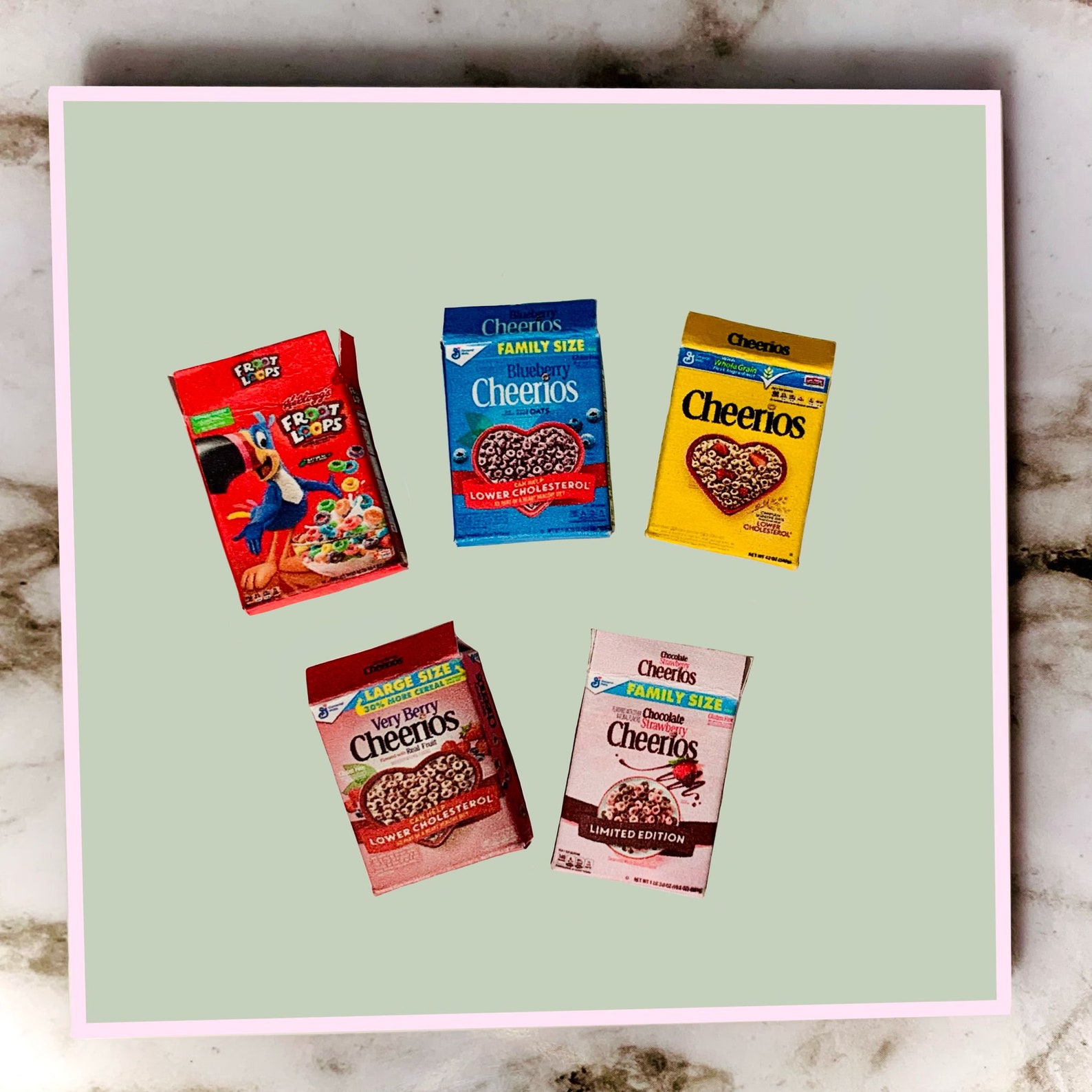 1/12 Scale food cheerios cereal printable template digital box | Etsy