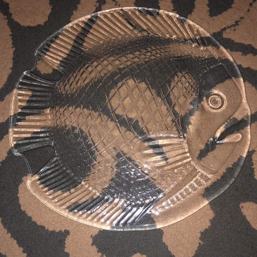Heavy Glass Fish Plates Set of 5 - Etsy