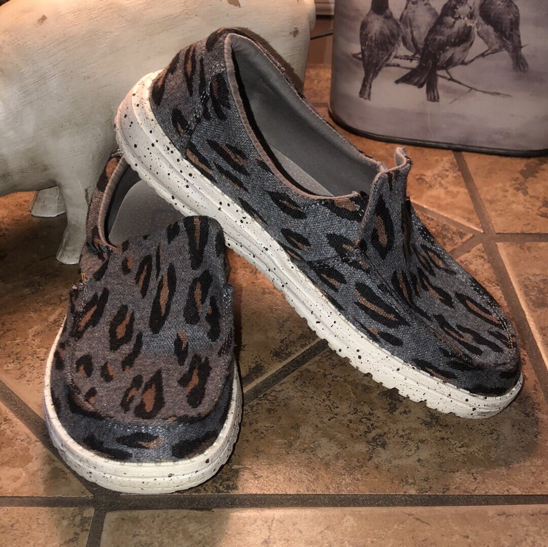 Hey Dude Misty Charcoal Cheetah Womens 5 - Etsy