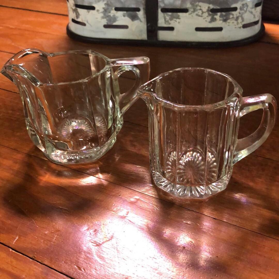 Vintage Mini Creamer Pitchers Thick Glass Heavy Set of 2 - Etsy