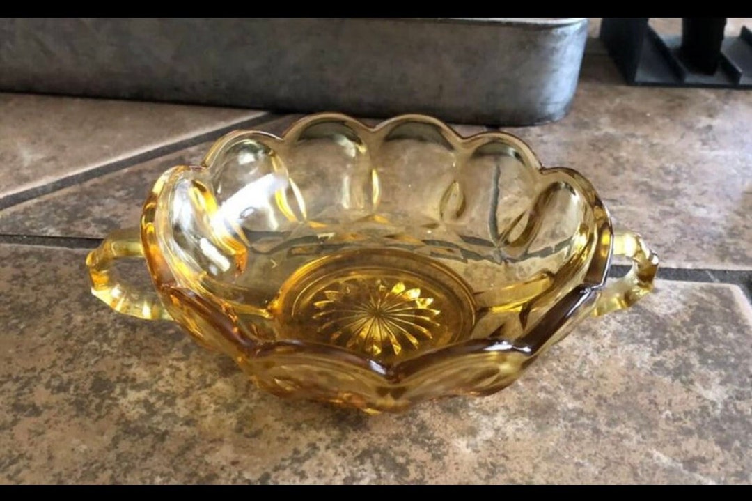 Vintage Amber Dish With Handles - Etsy