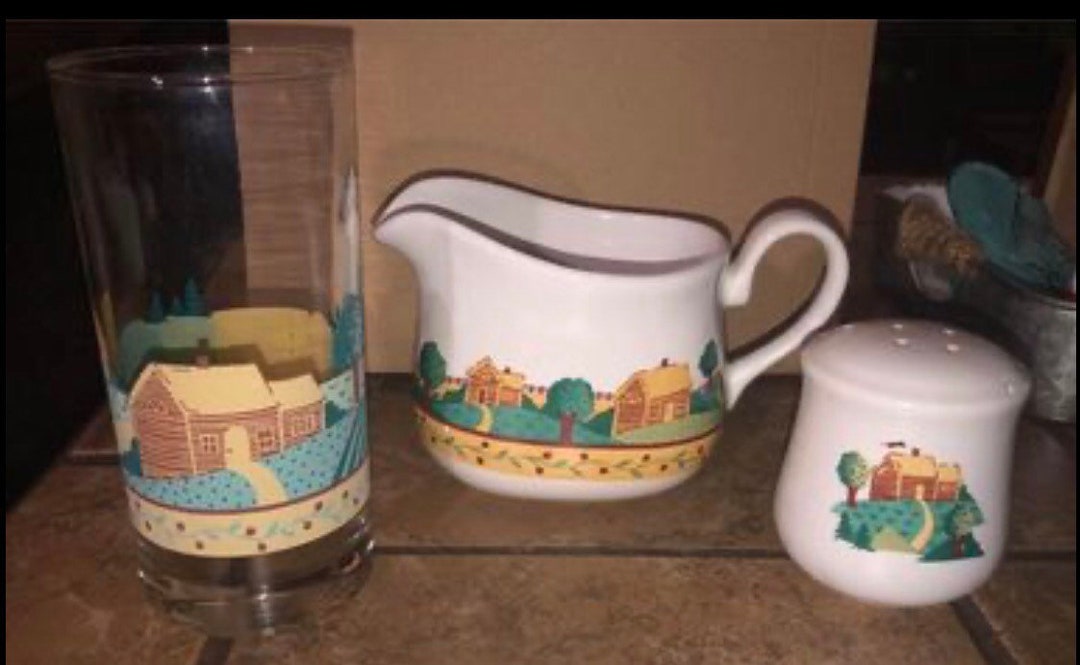 Corelle Coordinates, Orchard/farm/homestead/country Scene Mix Match Set ...