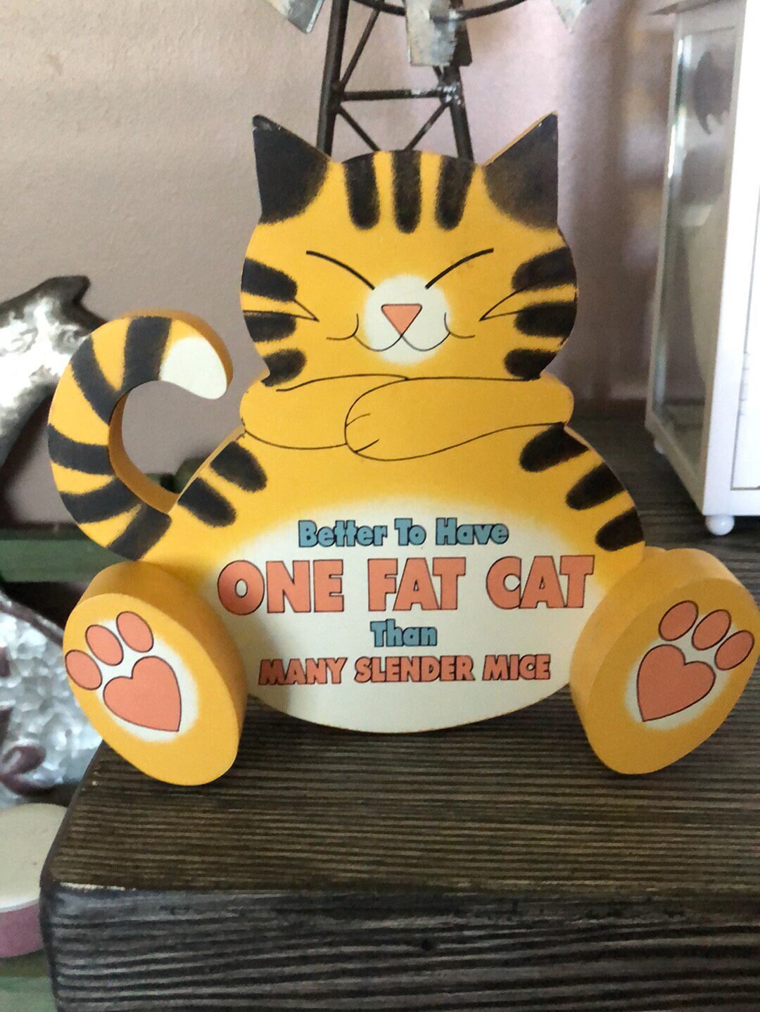 HOUSE of LLOYD Yellow Fat Cat Wall Decor Wood Funny Sign 1999 - Etsy