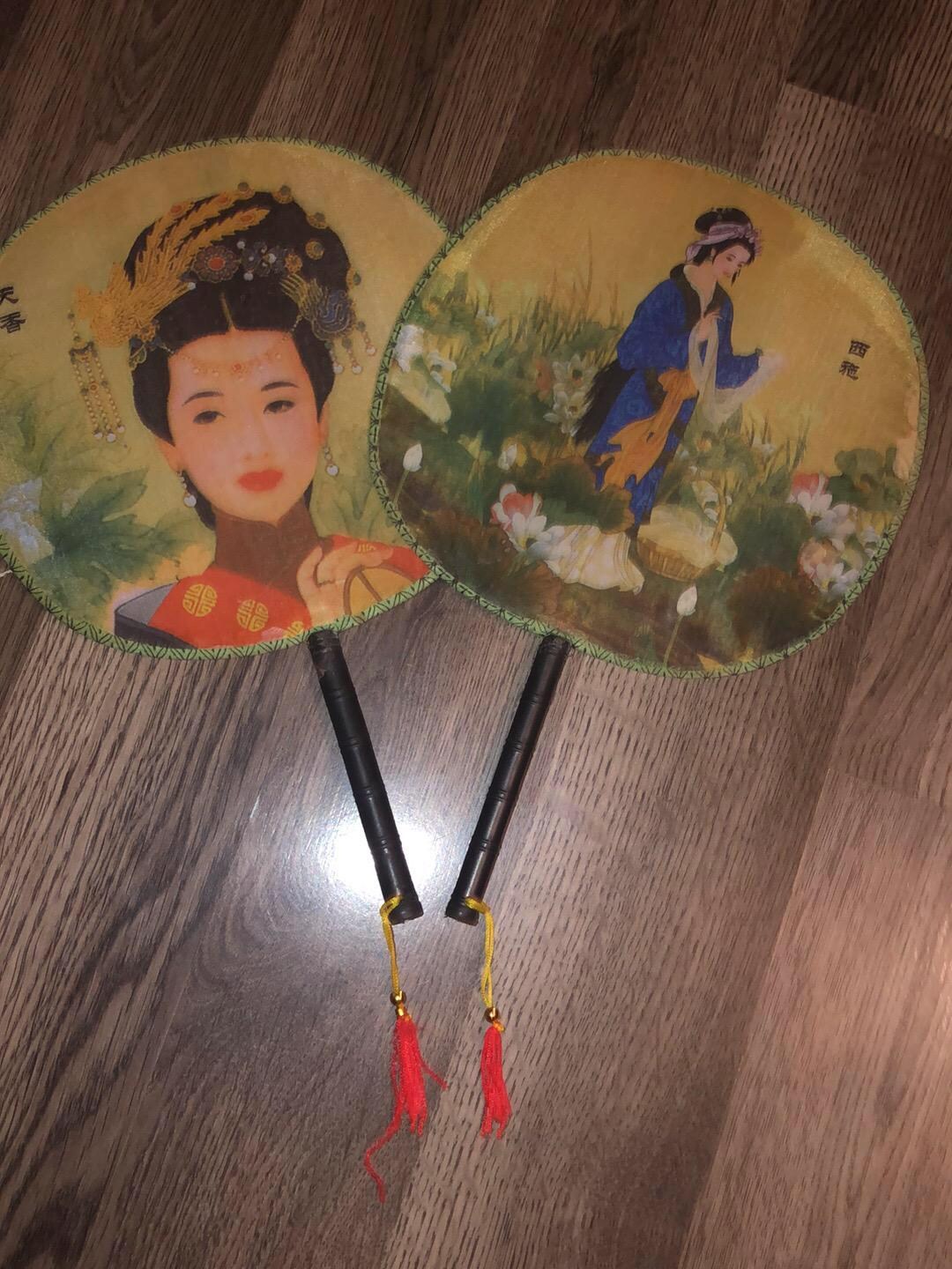 Vintage Oriental Silk Hand Fans Set of 2 - Etsy