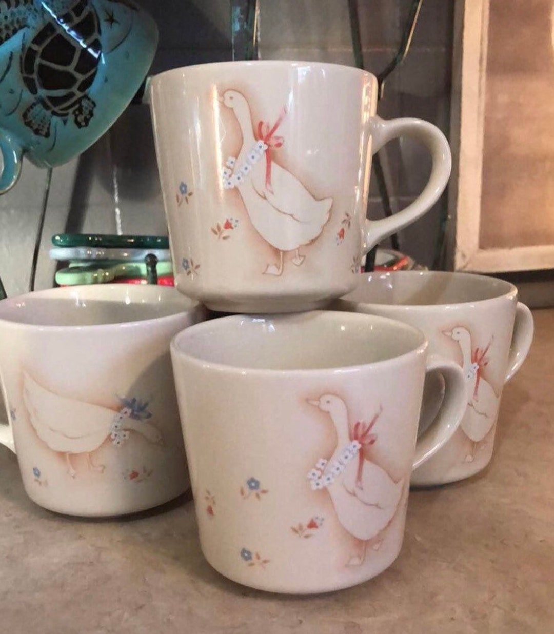 Vintage Corning Duck Mugs Set of 4 - Etsy