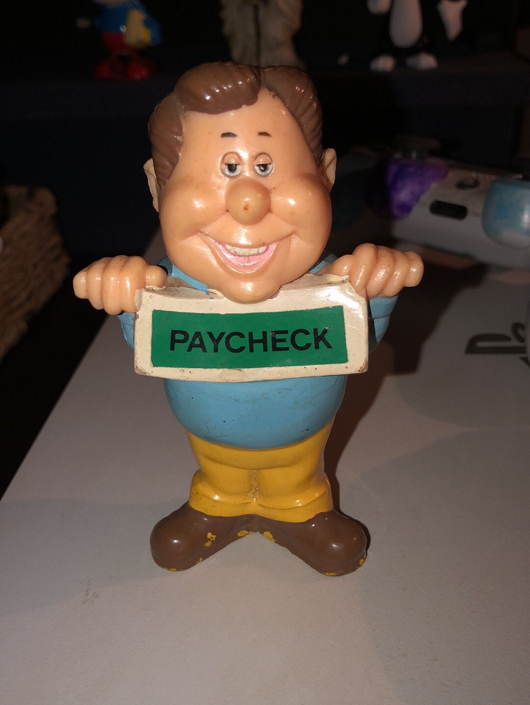 Vintage Paycheck Man Figurine - Etsy