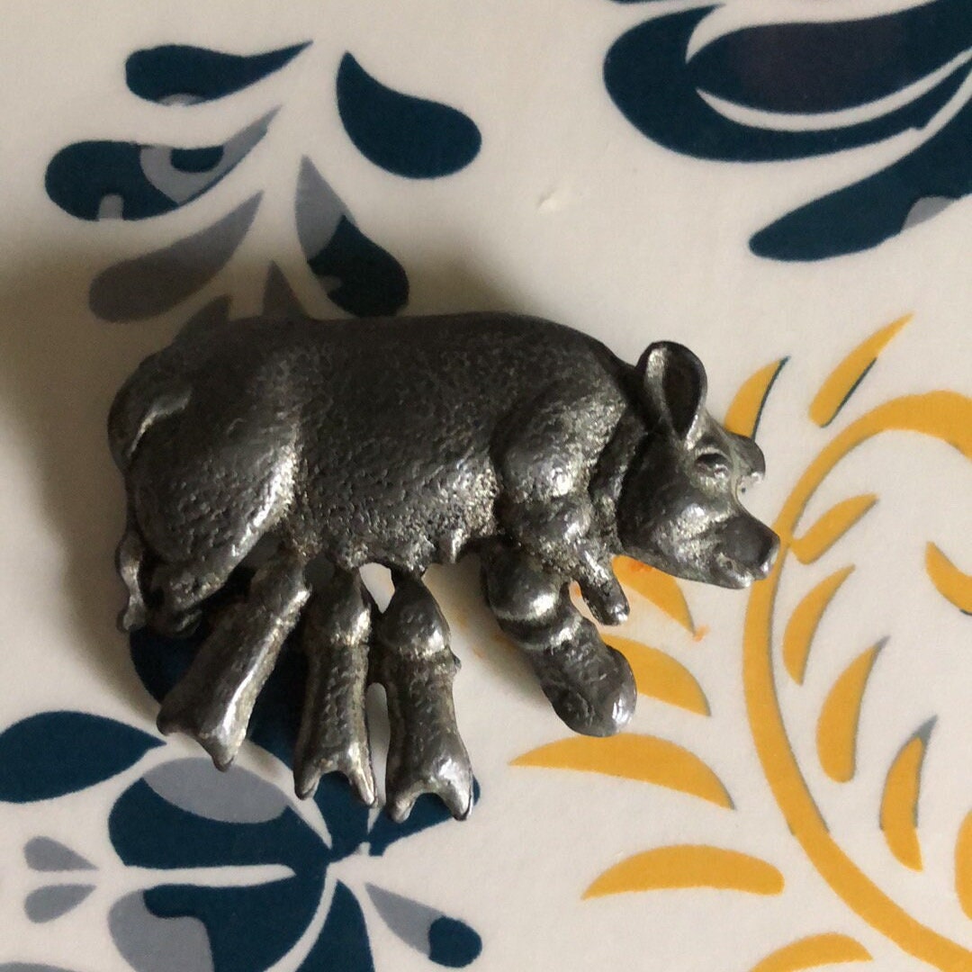 Mini Pig With Piglets Metal Figurine - Etsy