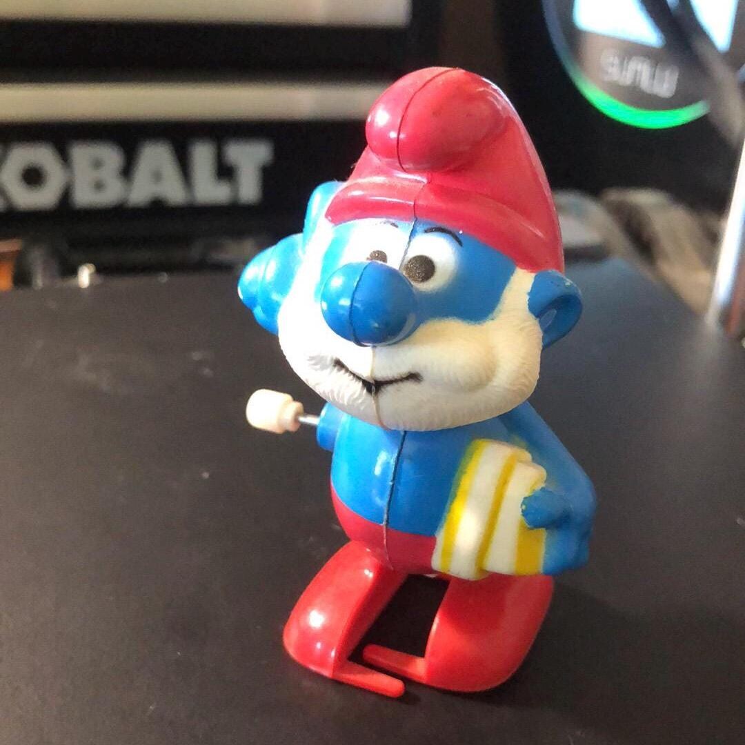 Vintage Papa Smurf Windup Walking Figurine Galoob 1982 Peyo Hong Kong ...