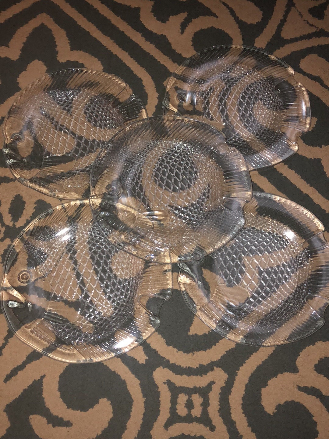 Heavy Glass Fish Plates Set of 5 - Etsy