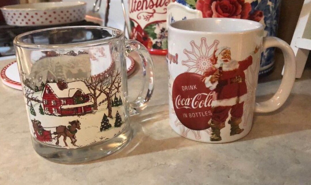 Vintage Winter and Coca-cola Mug Set - Etsy