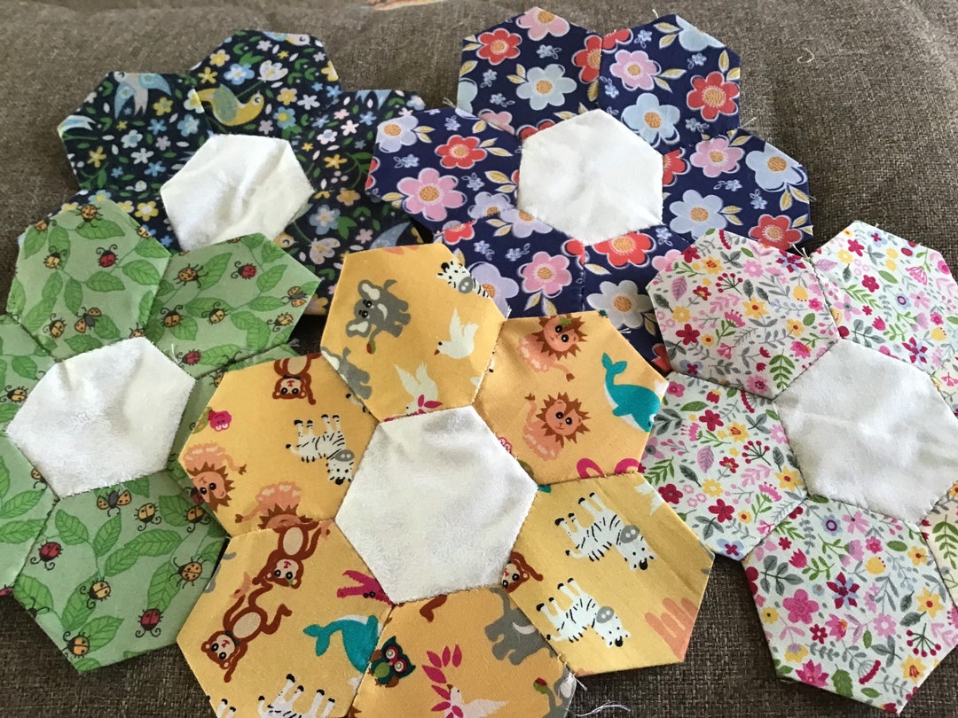 Handmade Patchwork Hexagon Flowers - Etsy