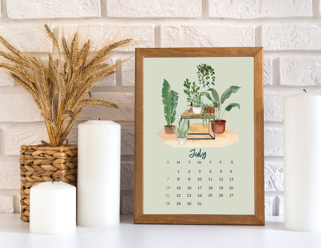 2024 Desk Calendar Calendar 2024, Green Macrame Watercolor Calendar ...