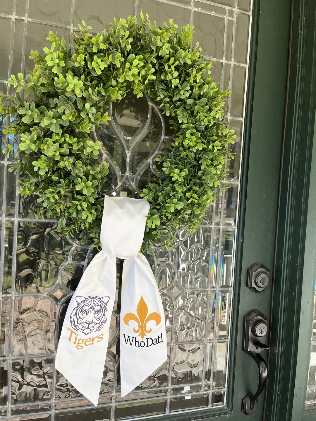 White Wreath Sash With Tigers and Fleur De Lis - Etsy