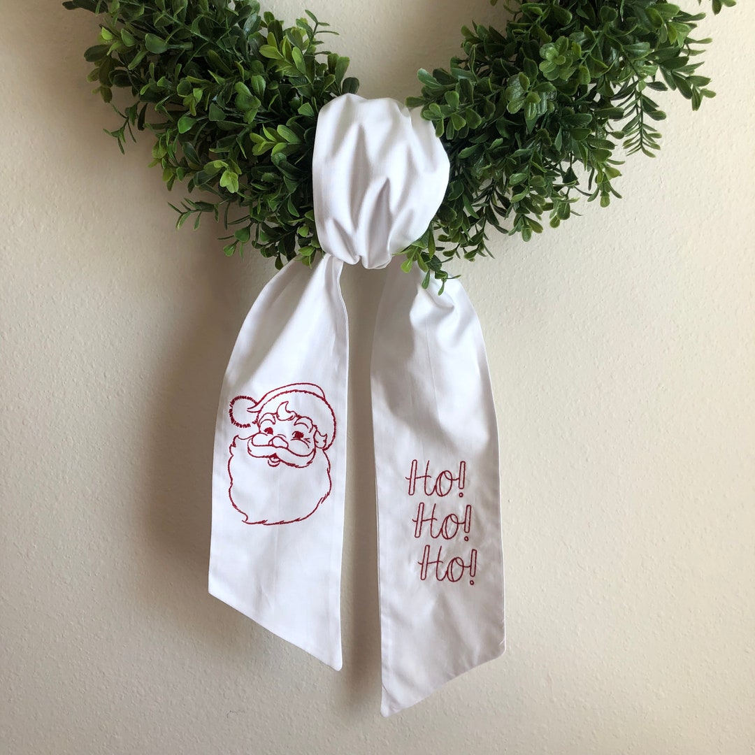 White or Red Wreath Sash With Vintage Santa and Ho! Ho! Ho! ***FREE ...