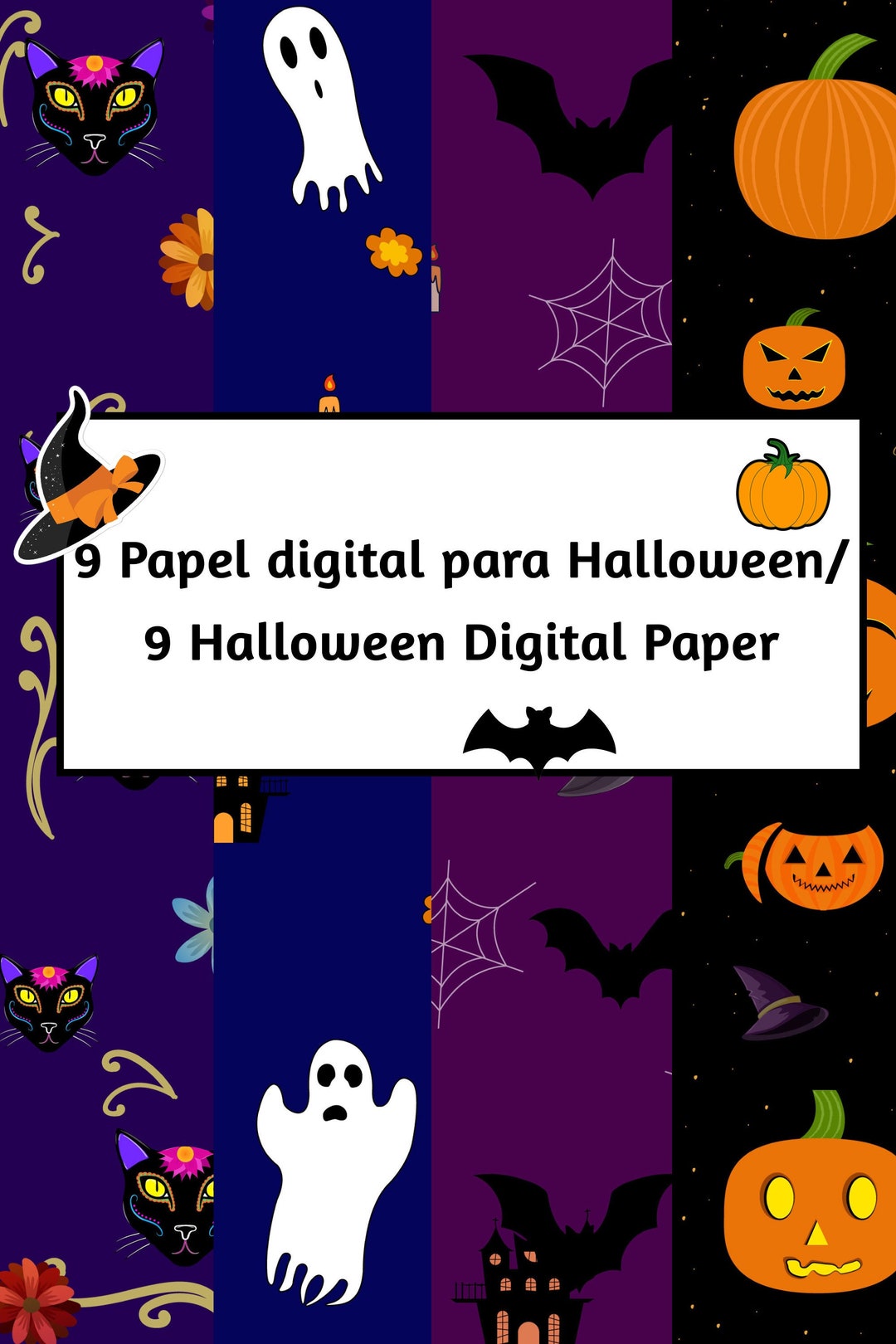 Kit Digital Paper Halloween,bundle Halloween Digital Paper, Scrapbook ...