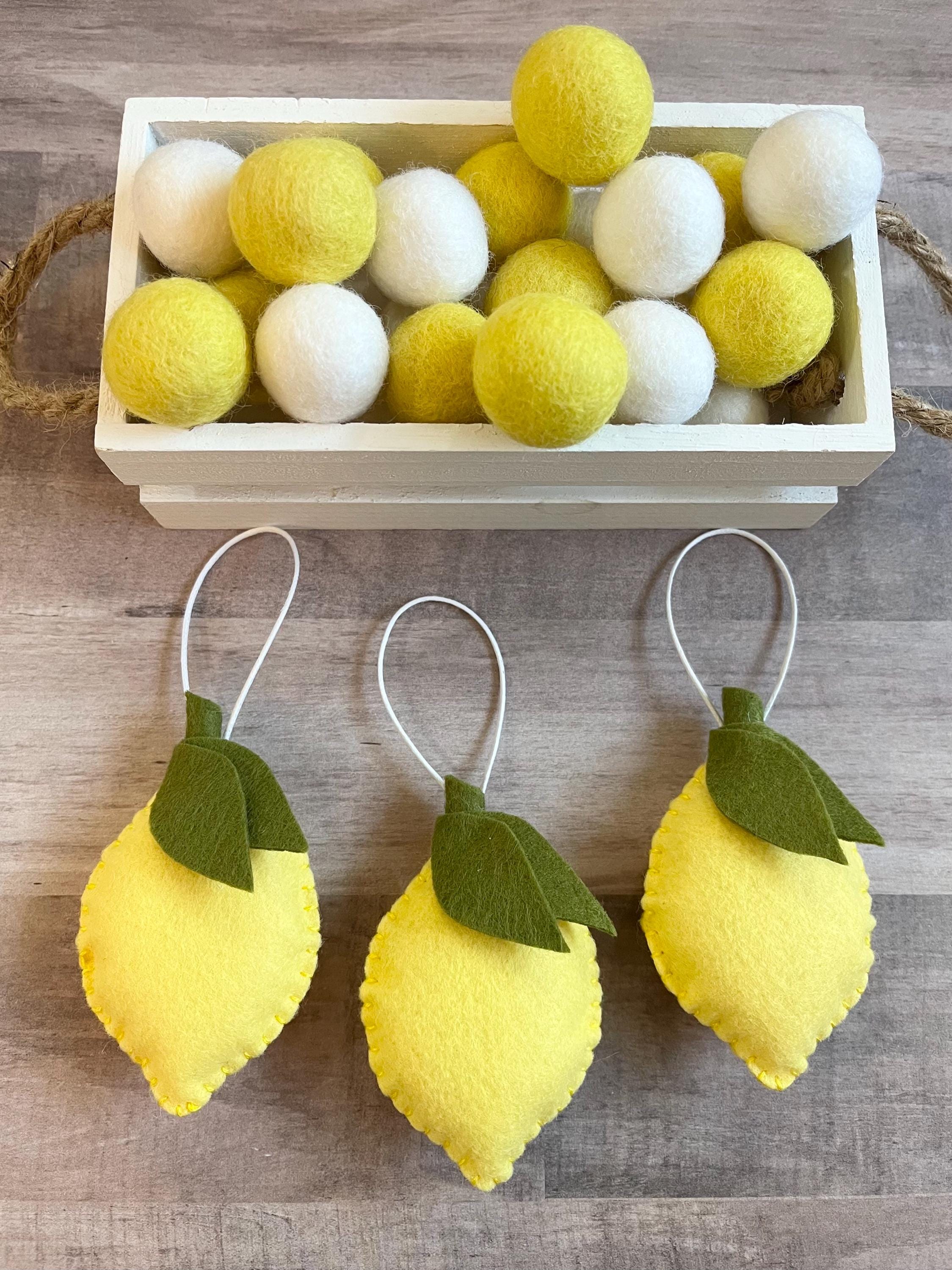 Lemon Ornaments, Set of 3 or Set of 6, Felt Ornaments, Summer Ornaments ...
