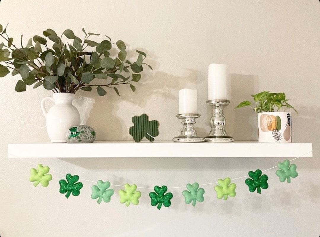 St. Patrick’s Day Garland, Shamrock Garland, Mantle Garland, Felt ...