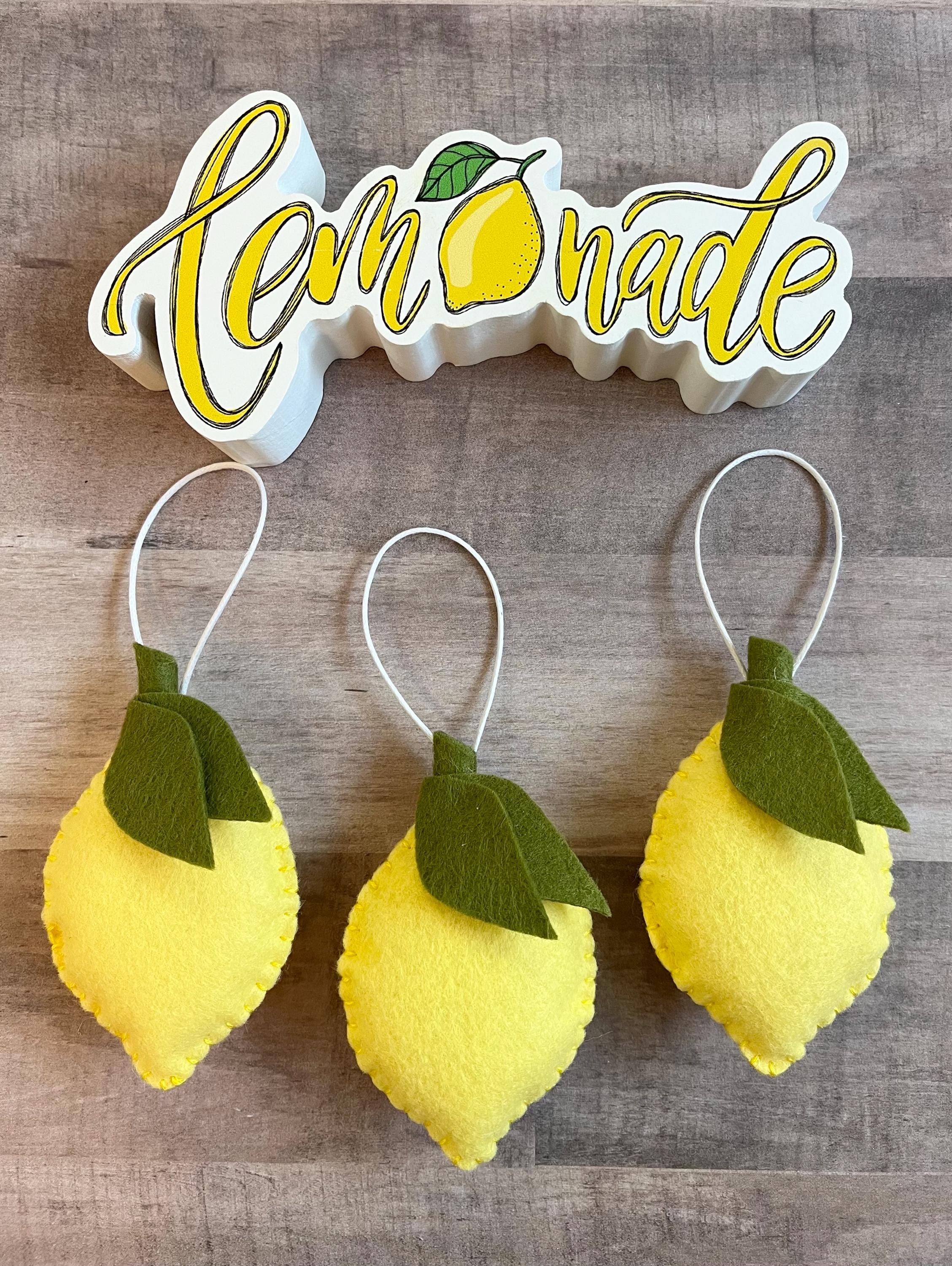 Lemon Ornaments, Set of 3 or Set of 6, Felt Ornaments, Summer Ornaments ...