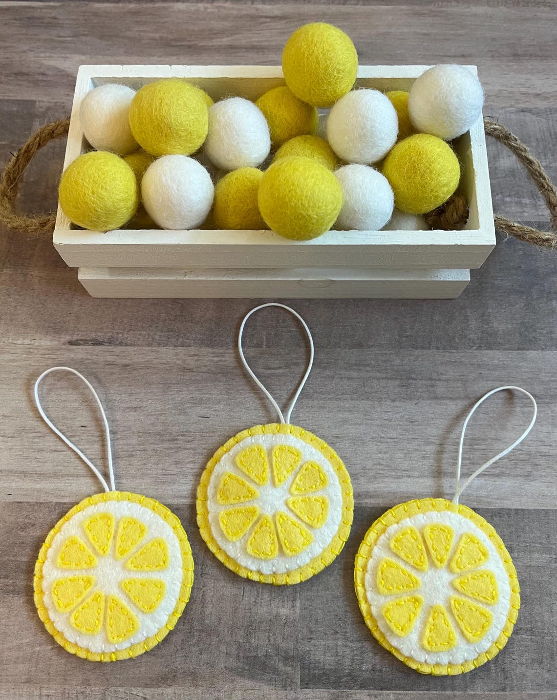 Lemon Ornaments, Set of 3 or Set of 6, Felt Ornaments, Summer Ornaments ...