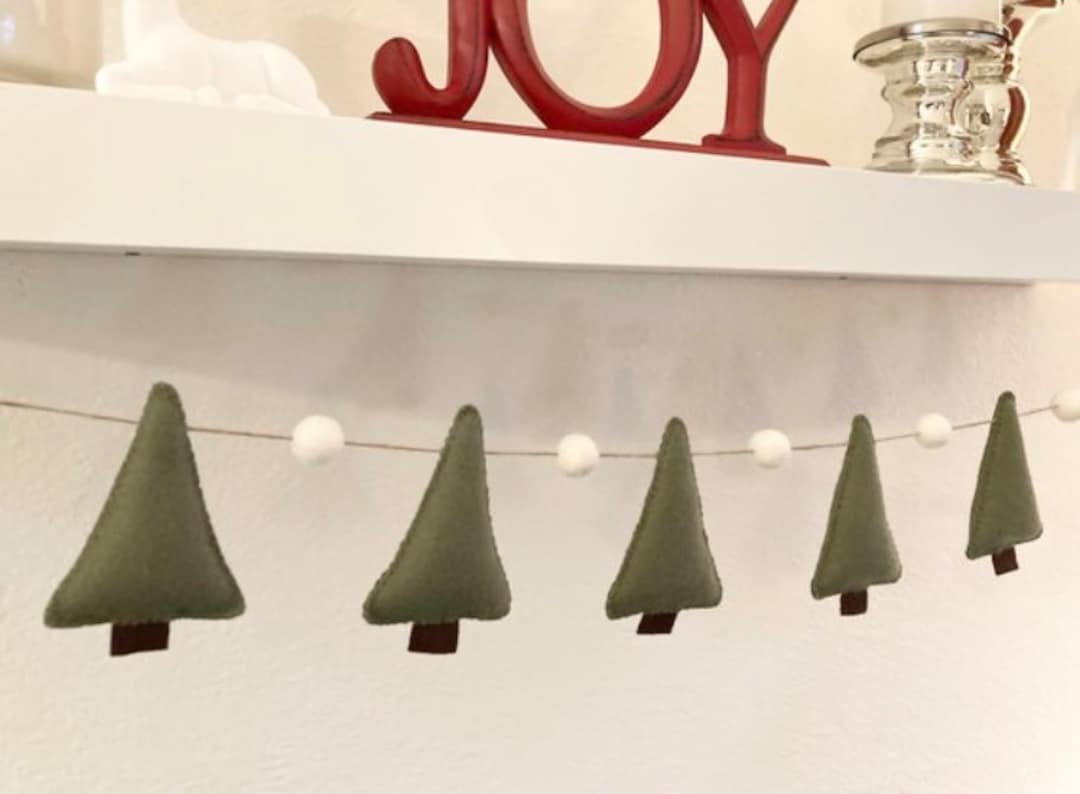 Felt Christmas Tree Garland, Christmas Garland, Garland for Mantel ...