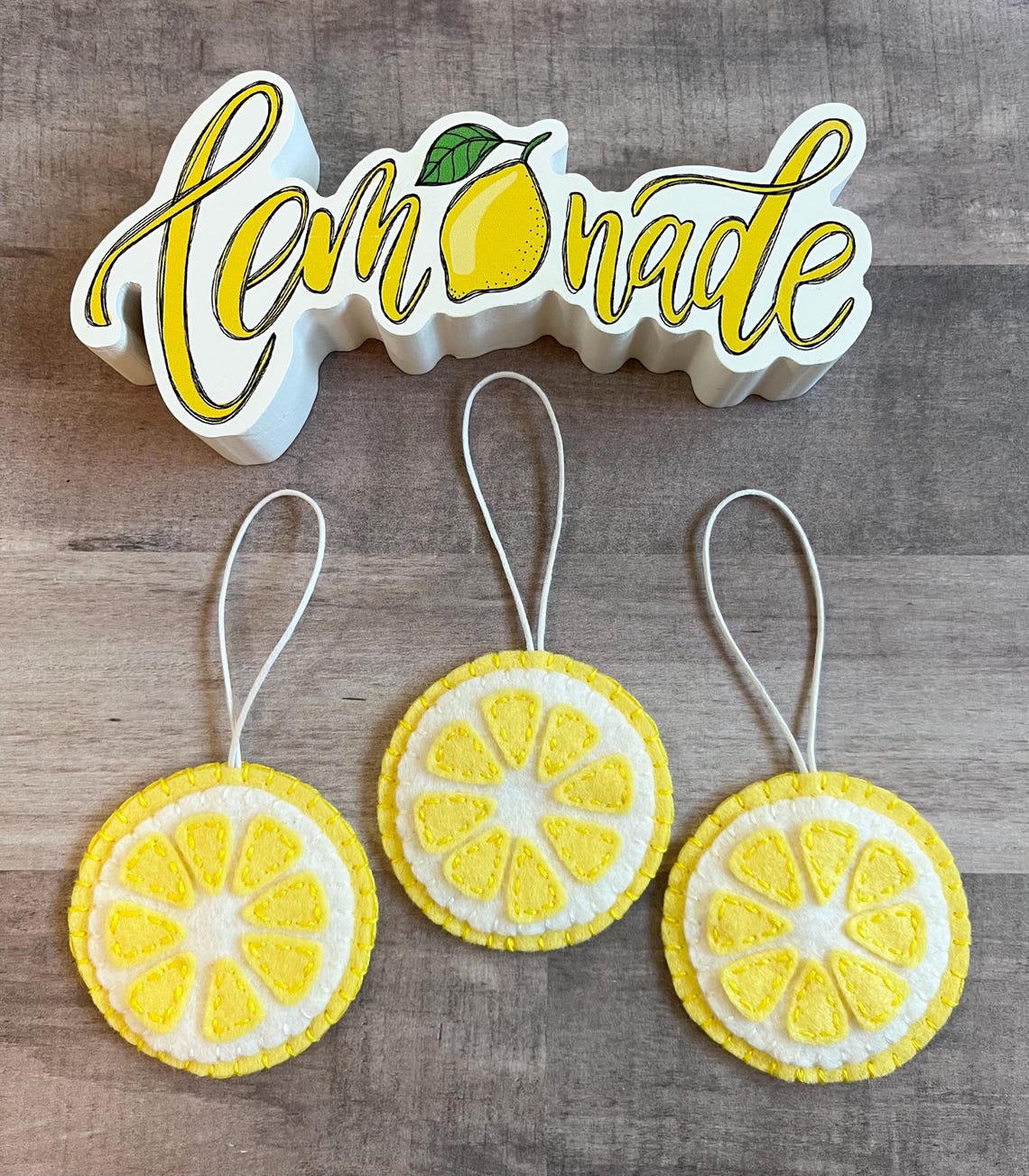 Lemon Ornaments, Set of 3 or Set of 6, Felt Ornaments, Summer Ornaments ...