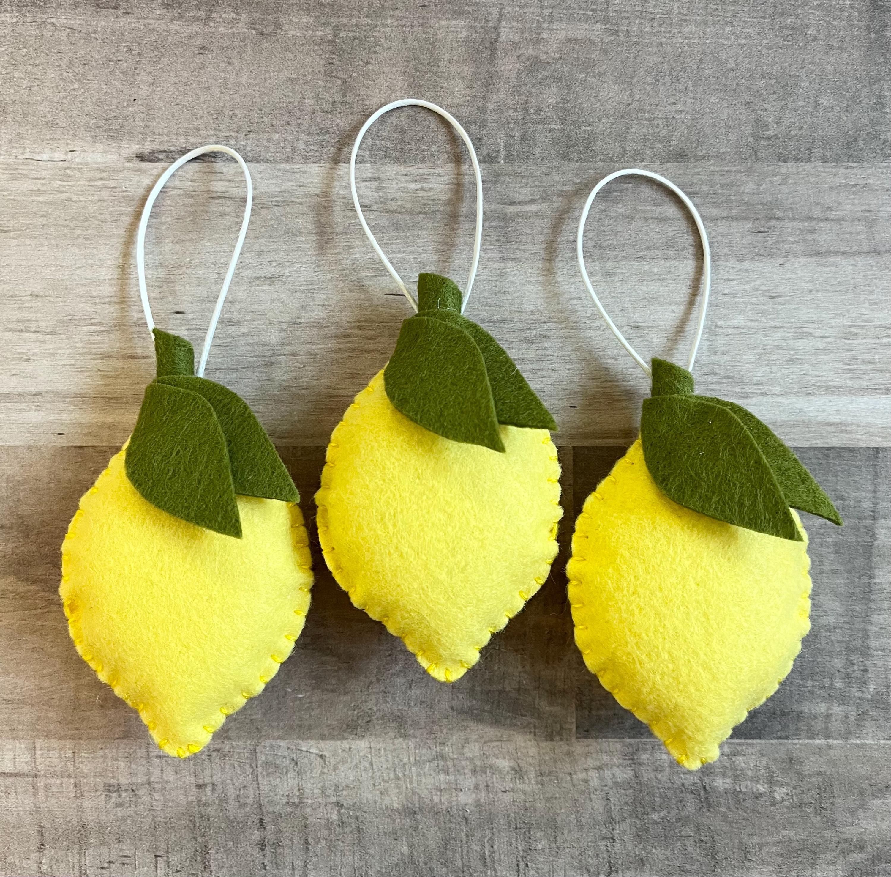 Lemon Ornaments, Set of 3 or Set of 6, Felt Ornaments, Summer Ornaments ...