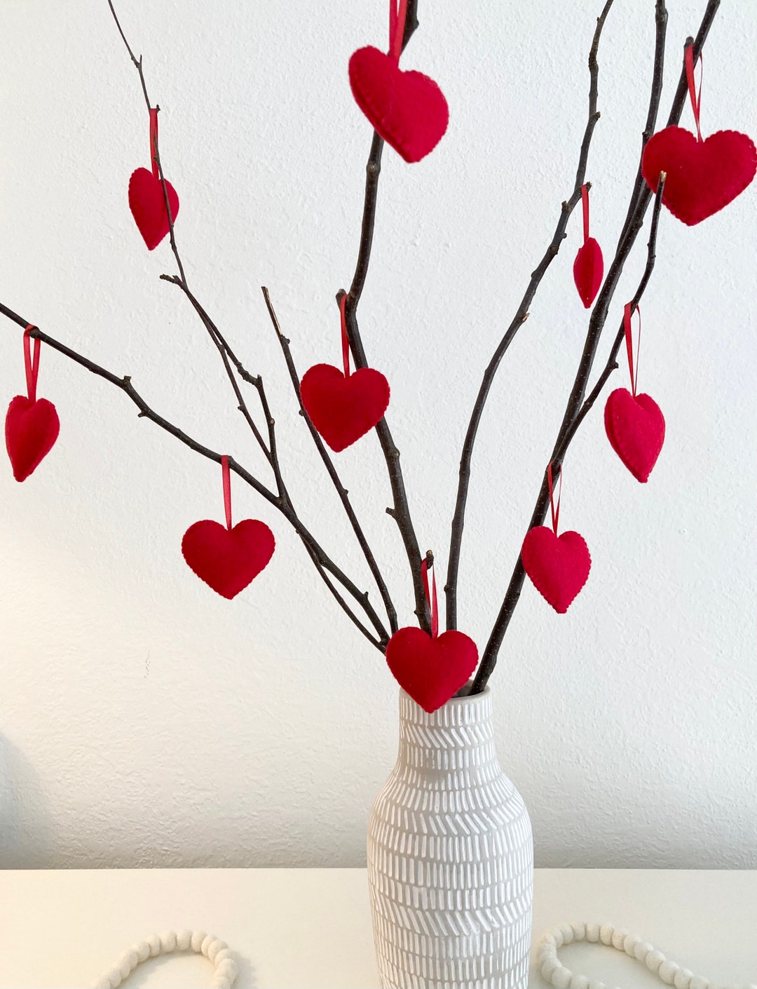 Set of 10 Red Felt Ornaments/valentine’s Tree Ornaments/valentine’s ...