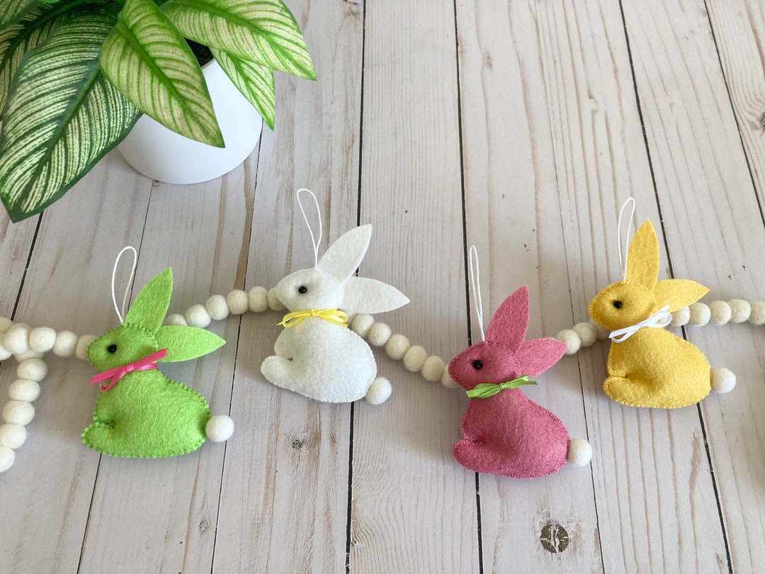 Felt Bunny Ornaments, Set of 4, Easter Tree Ornaments, Easter Decor ...
