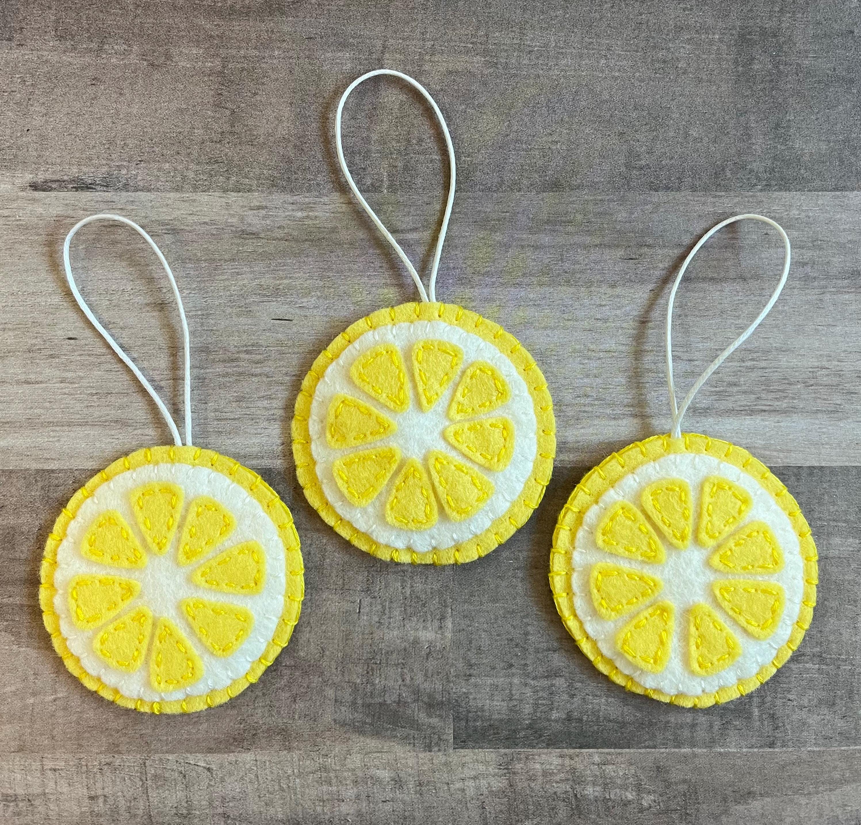Lemon Ornaments, Set of 3 or Set of 6, Felt Ornaments, Summer Ornaments ...