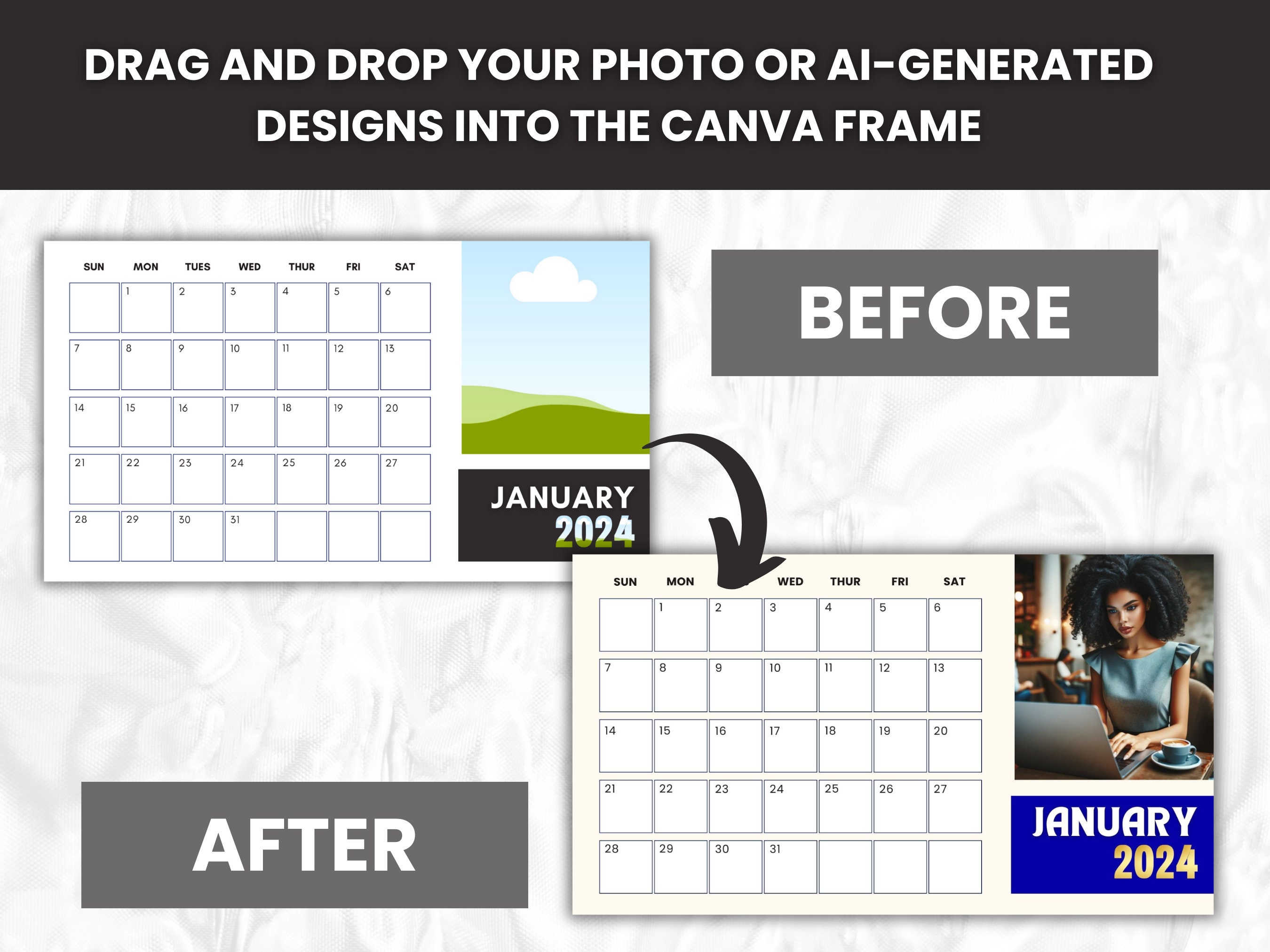 Editable 2024 Calendar Canva Template | Instant Download | Commercial ...
