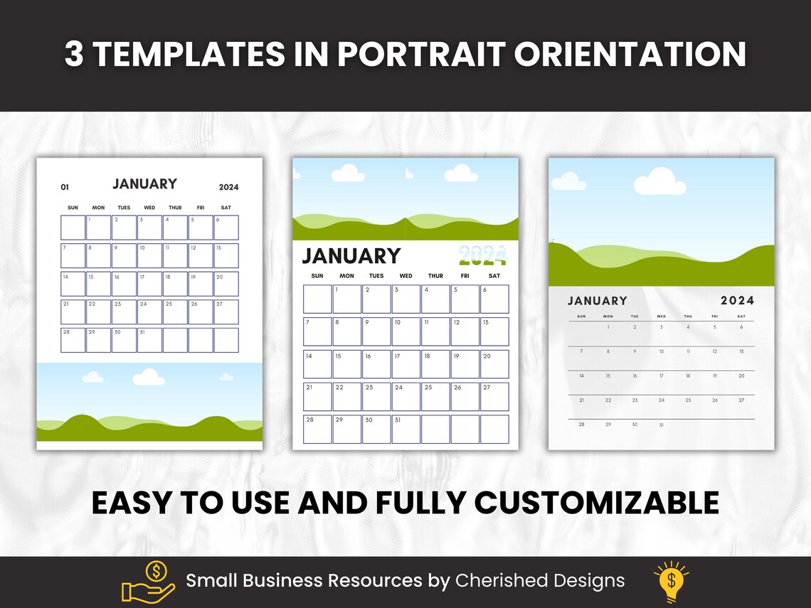 Editable 2024 Calendar Canva Template | Instant Download | Commercial ...
