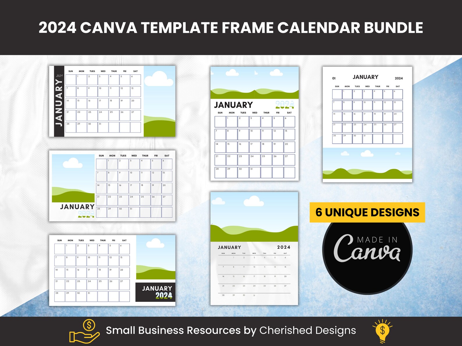 Editable 2024 Calendar Canva Template | Instant Download | Commercial ...