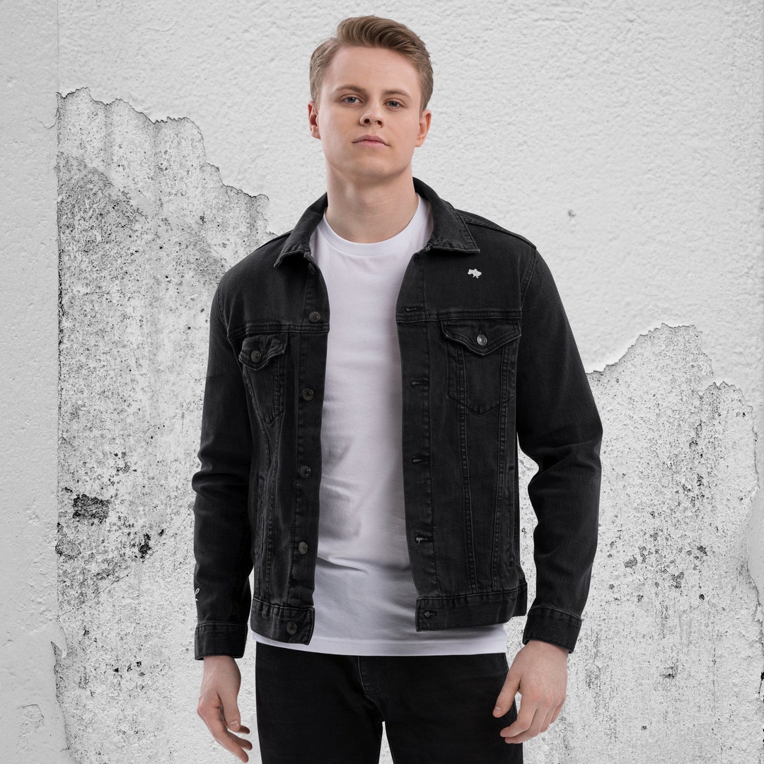 Unisex Denim Jacket Ukrainian Trident and Map - Etsy