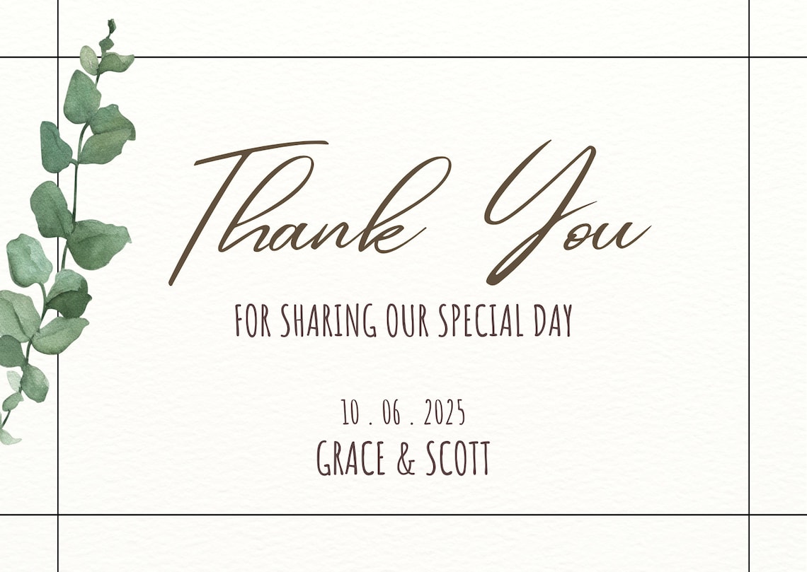 Editable Thank You Card Template, Thank You Card Printable, Thank You ...