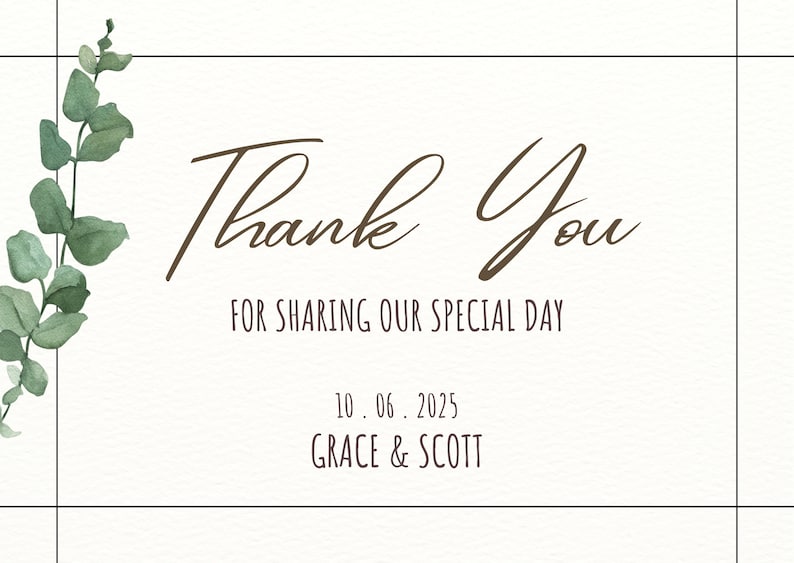 Editable Thank You Card Template, Thank You Card Printable, Thank You ...