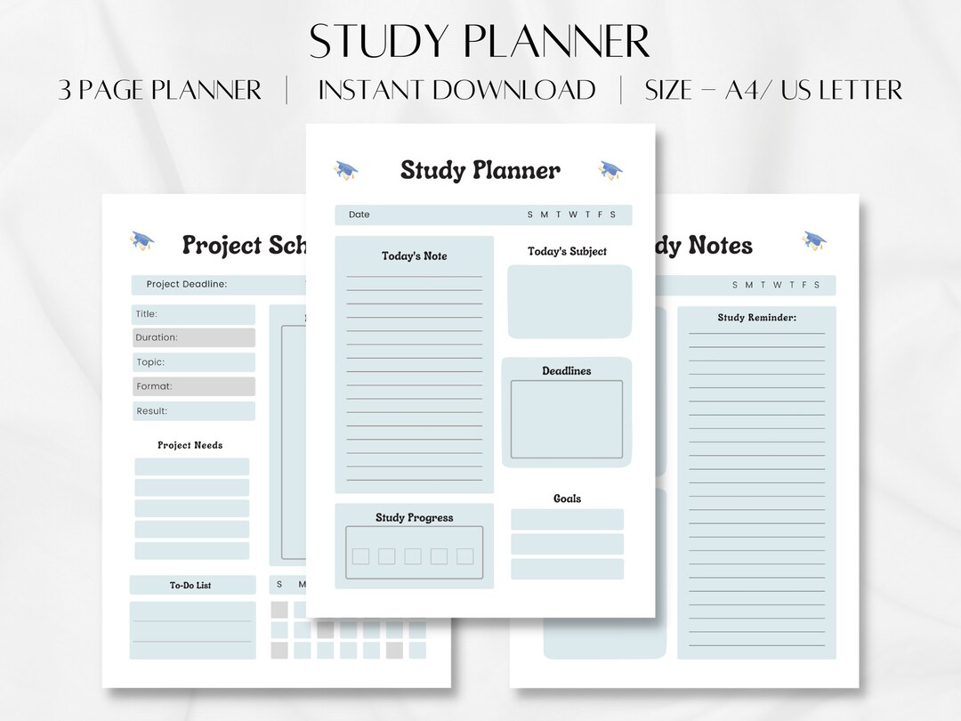 Study Planner Printable School Schedule Planner Academic Planner ...