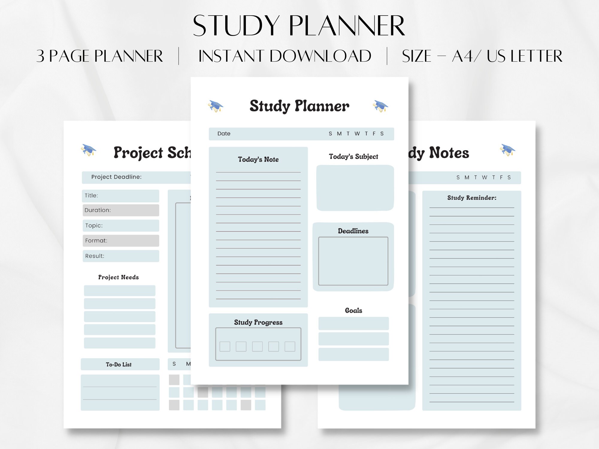 Study Planner Printable School Schedule Planner Academic Planner ...