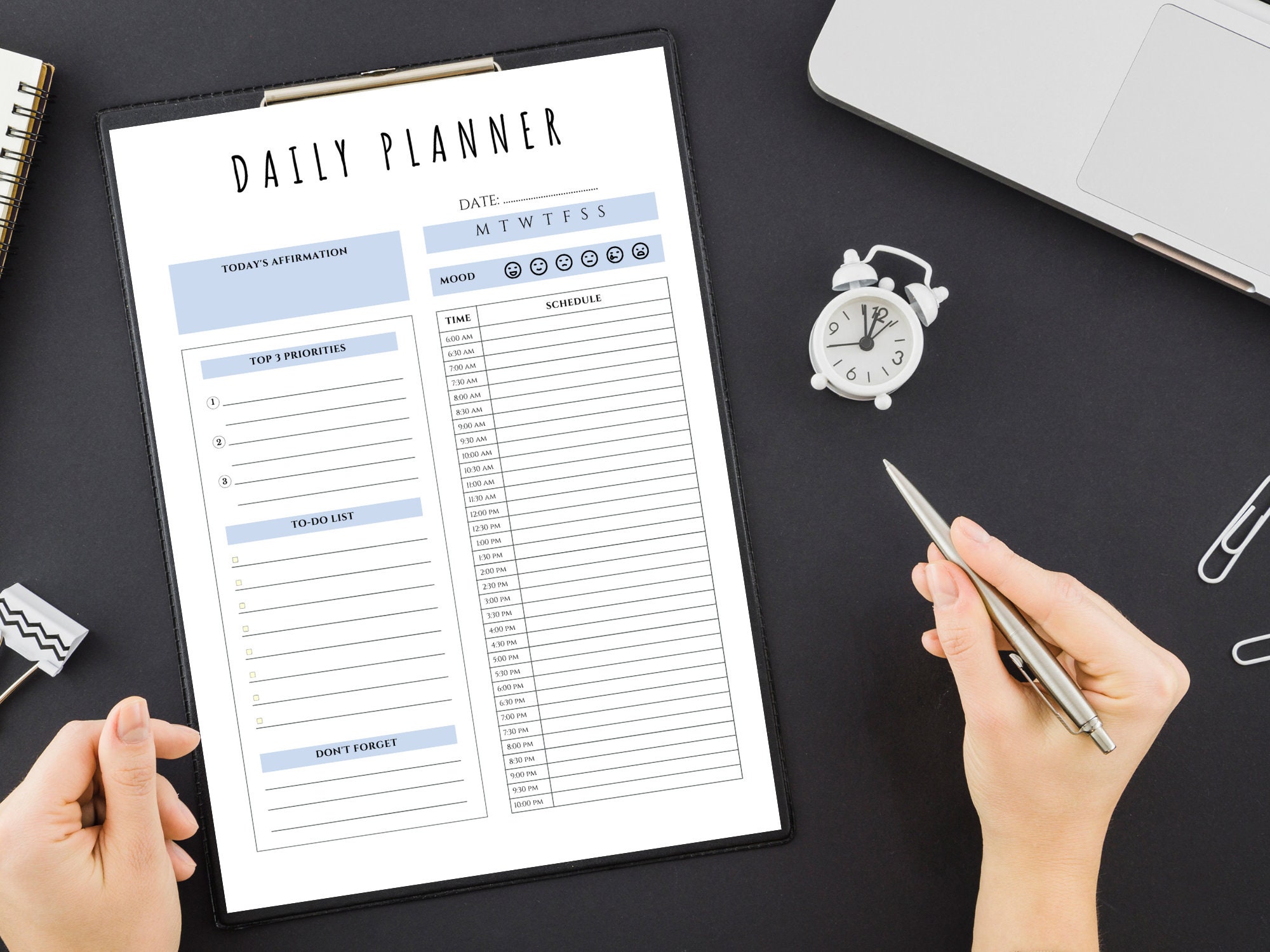 Undated Daily Planner, Daily Printable Planner Inserts, Work Day ...